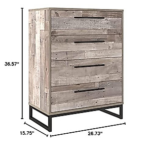 Signature Design by Ashley Neilsville Industrial 4 Drawer Chest of Drawers, Whitewash