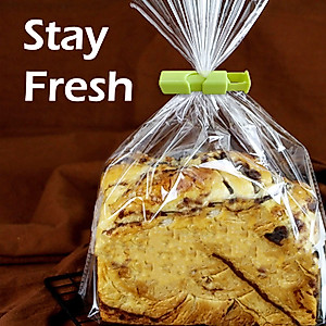 12Pcs Squeeze Bread Bag Clips, Food Bag Cinch Clips, Good Grips Collection Bag Clip Reusable for Bagel, Nuts, Rice, Beans, Dried Fruit, Frozen Food Sealing (Blue, Green, Pink)