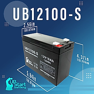 Upstart Battery 2X Pack Replacement for Neuton Mowers CE5 Battery - UB12100-S Universal Sealed Lead Acid Battery (12V, 10Ah, 10000mAh, F2 Terminal, AGM, SLA)