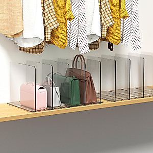 frtzal Purse Organizer for Closet, Shelf Dividers for Closet Organization Adjustable Plastic Handbag Organizers for Closets Purse Storage Organizer (2PCS 5 layers Tra)