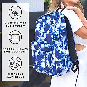 Fenrici Kids' Backpack with Lunch Box Set for Boys and Girls, School Bag with Laptop Compartment and Insulated Lunch Bag, Blue Tie Dye