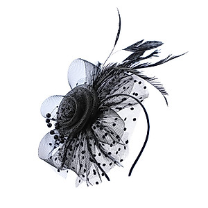 Cocktail Fascinator Hat 20s Pillbox Tea Party Hat Wedding Headwear Kentucky Derby Hats for Women(Black)