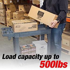 Lauco Heavy Duty Polypropylene Utility Cart - ﻿16 in x 33 in - Industrial Cart with Full Swivel Wheels Safely Holds up to 550 lbs - Multipurpose 2 Tier Service Cart for Warehouse, Garage, Cleaning