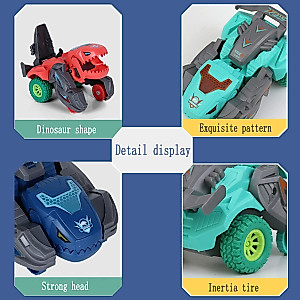 LGUIY Dinosaur Car Toys for Kids,2-Piece Transforming Dinosaur Cars Collision Transform Battle Kid Toy, Inertia Powered Car Toy Gifts for 2 3 4 5 Year Old Boy Girl