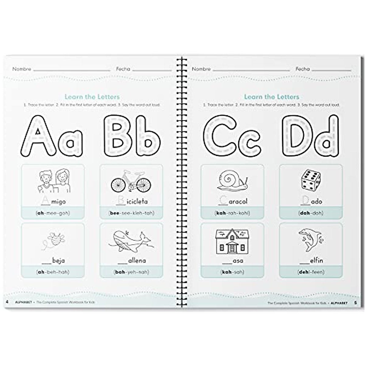 The Spanish Workbook for Kids: A Fun and Easy Beginner's Guide to Learning Spanish for Kids Grades K-5: Learn the Alphabet, Numbers, Colors, Shapes, Senses, Seasons and Other Essential Concepts