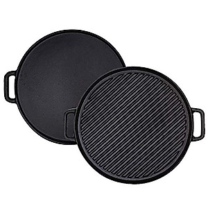 Cast Iron Reversible Grill/Griddle,12-Inch Double Handled Cast Iron Stovetop Grill/Griddle