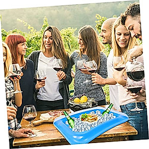 Anneome 4pcs Inflatable Ice Bar Kids Grill Crawfish Trays Tabletop Grill Inflatable Ice Serving Bar Pool Party Drink Containers Inflatable Serving Tray Ice Serving Trays Ice Serving Cooler