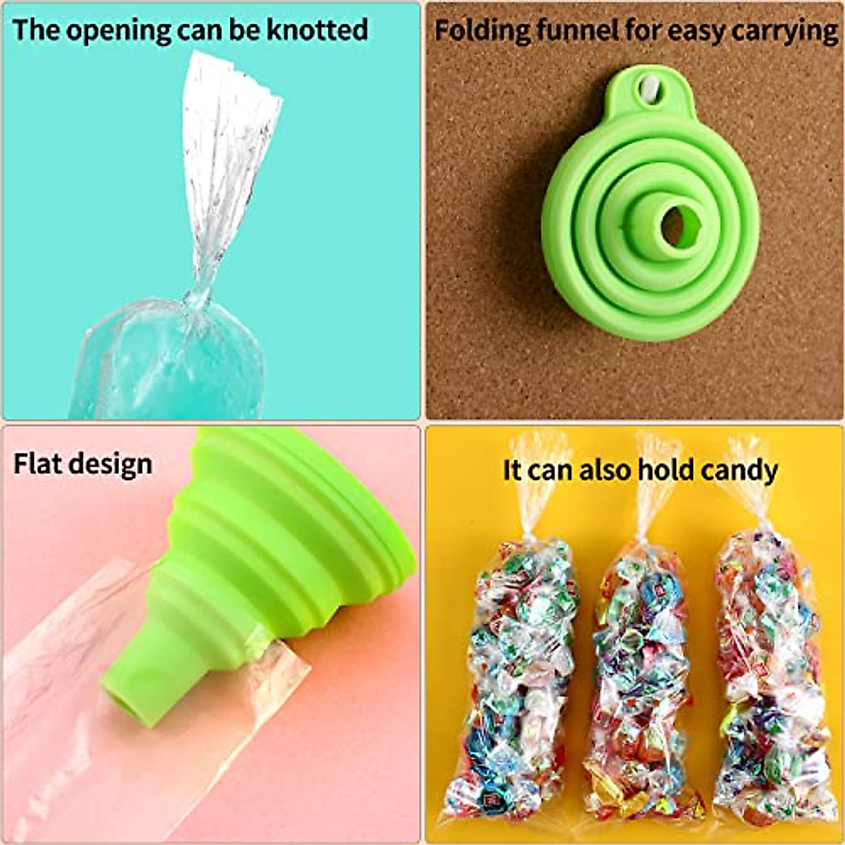 400 Pieces Ice Pop Bags Ice Lolly Bags Disposable Ice Cream Mold Bags Plastic Ice Candy Bags with Silicone Funnel for Making Ice Cream Yogurt Candy Freeze 3 x 10 Inch (400 Pieces,3 x 10 Inch)