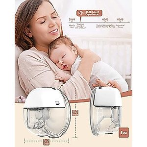 Double Wearable Breast Pump, Hands Free Vacuum Breast Pumps, Lower Noise and Painless, LED Display Memory Function, 4 Modes 9 Levels Electric Breast Pump Portable, 24mm Flange, 2 Pack