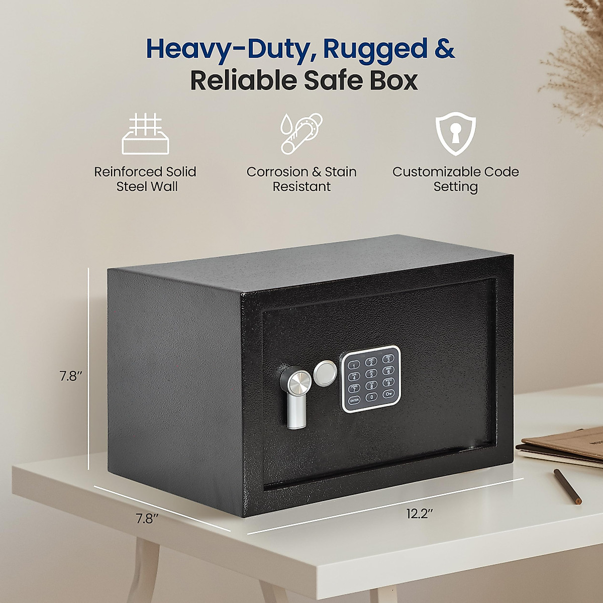 Safe and Lock Box - Safe Box, Safes And Lock Boxes, Money Box, Safety Boxes for Home, Digital Safe Box, Steel Alloy Drop Safe, Includes Keys- SereneLife SLSFE14