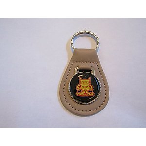 GREMLIN MAN LOGO LEATHER KEYCHAIN - BEIGE