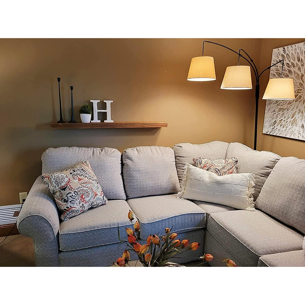 Joel's Antiques |48 inch Floating Shelves for Wall | Natural Wood, Easy Install | Heavy Duty Rustic Book Shelves | Bathroom, Kitchen, Living Room | 2 inches Thick | 6 inches deep | Medium Brown