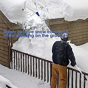 Goplus Snow Roof Rake, 21 FT Adjustable Aluminum Roof Snow Removal Tool with Wheels & Oxford Slide, Extendable Anti-Slip Handle, Lightweight Shovel Scratch Free for Wet Leaves Debris Vehicle