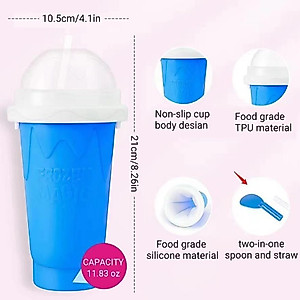 WALLBIG Slushie Maker Cup,2PCS Slushy Maker Magic Squeeze Cup Cooling Maker Cup Freeze Mug Milkshake Smoothie Mug,Portable Squeeze Ice Cup for Family