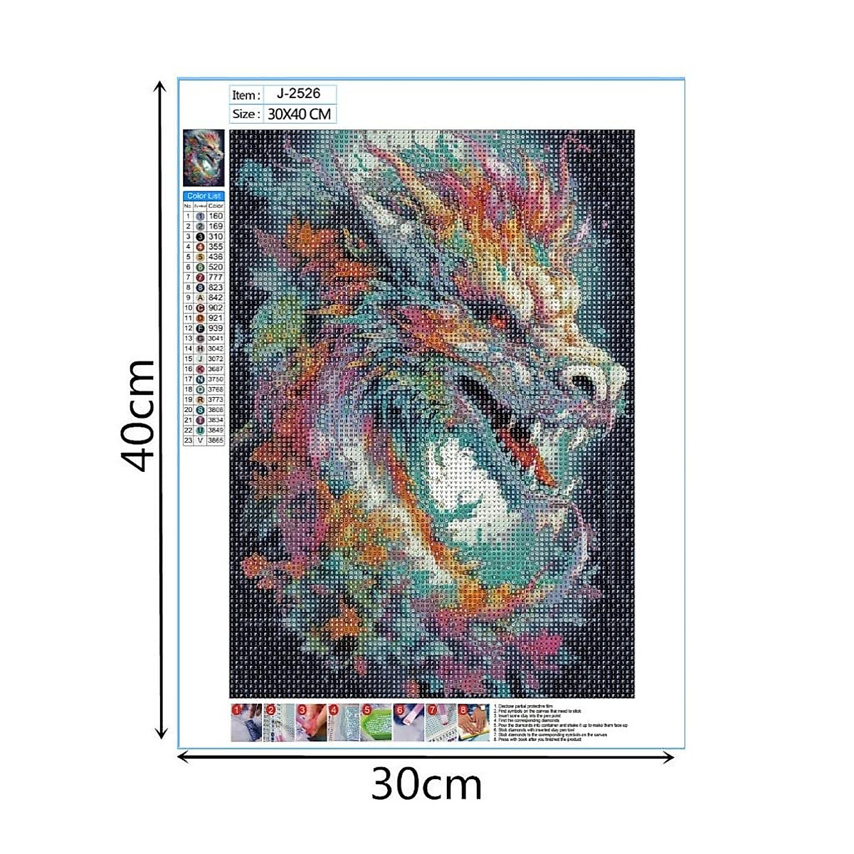 5D Diamond Art Painting Kits, Diamond Art Kits for Adults Kids, Full Drill Diamond Rhinestone Arts Craft Picture Embroidery Painting by Numbers for Home Wall Decor, 11.8 x 15.75 inch (Dragon A)