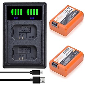 Pickle Power NP-FW50 Battery and LED Display Charger for Sony A6500 A6400 A6300 A6000 A5000, A7 A7II A7RII A7SII A7S A7S2 A7R A7R2, RX10,NEX-3/5/7 Series Cameras