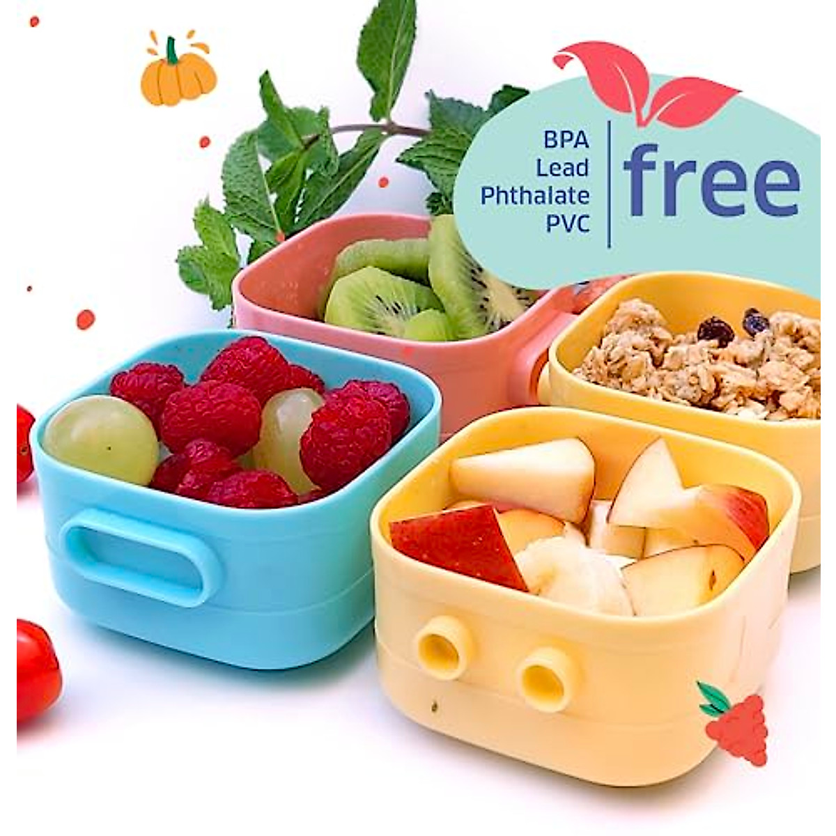 Epik Baby Food container, prefer for daycare, 4 pack leakproof storage container with silicone Lid, 4 Oz, Freezer, Dishwasher and microwave Safe, Unbreakable Food Storage - No Glass