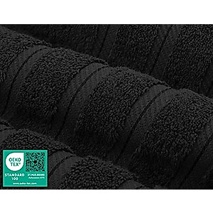 American Soft Linen Luxury 6 Piece Towel Set, 2 Bath Towels 2 Hand Towels 2 Washcloths, 100% Turkish Cotton Towels for Bathroom, Black Towel Sets