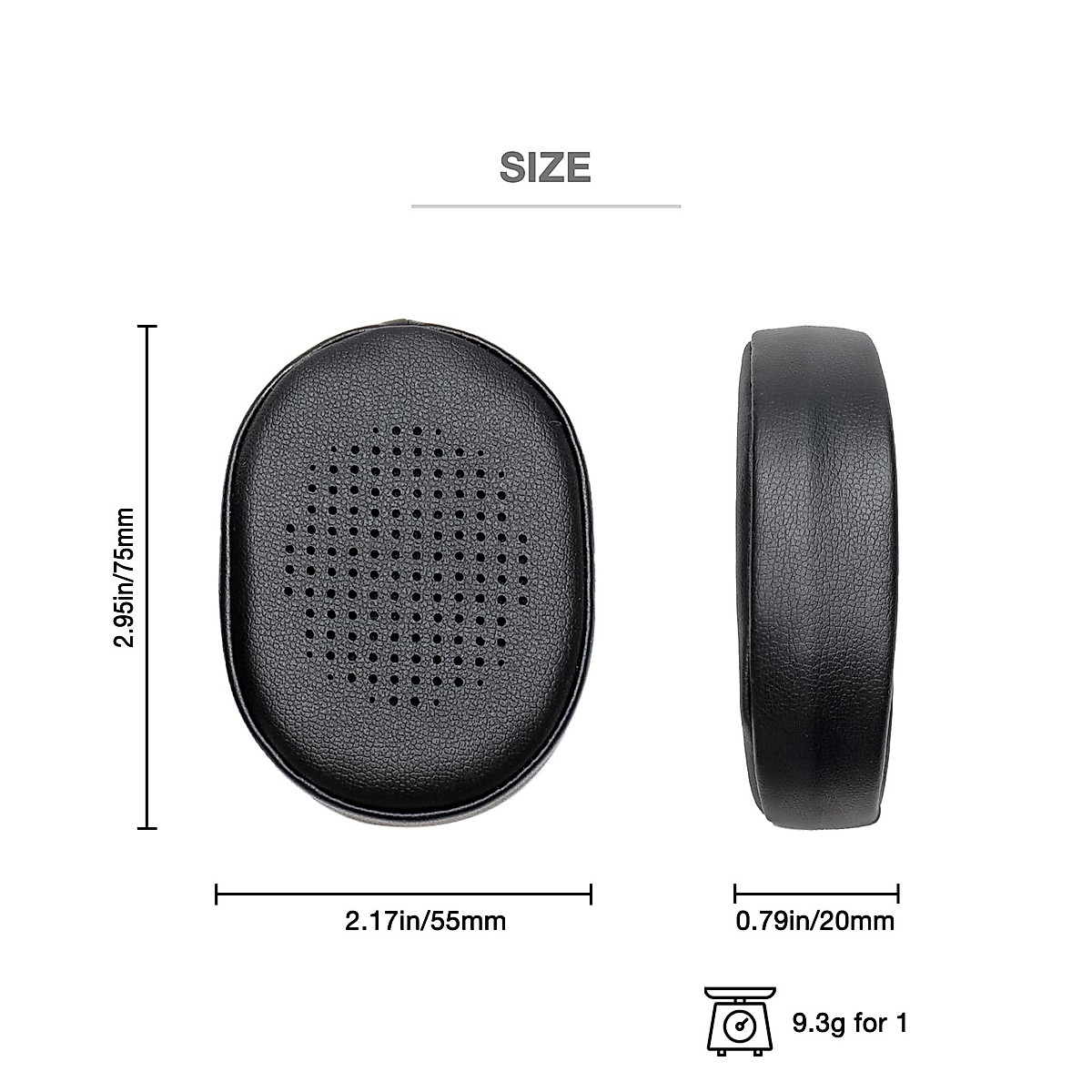 Voarmaks Ear Pads Replacement Foam Cushion Compatible with KEF M400 M500 with Soft Skin Protein Leather Memory Foam Inner Padding, Black, 1 Pair (Left & Right) with Easy Mounting Base