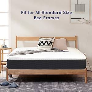 Z-hom King Mattress 14 Inch, King Mattresses Hybrid Spring Mattress in a Box, King Size Foam Innerspring Mattress with Motion Isolation & Pressure Relief for King Bed Frames, Medium Soft, White Grey