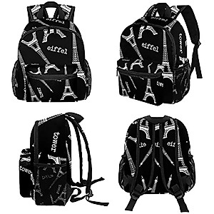 Daypack Bookbags Small Travel Bag for Boys Girls Casual Backpack, Paris Eiffel Tower Pattern