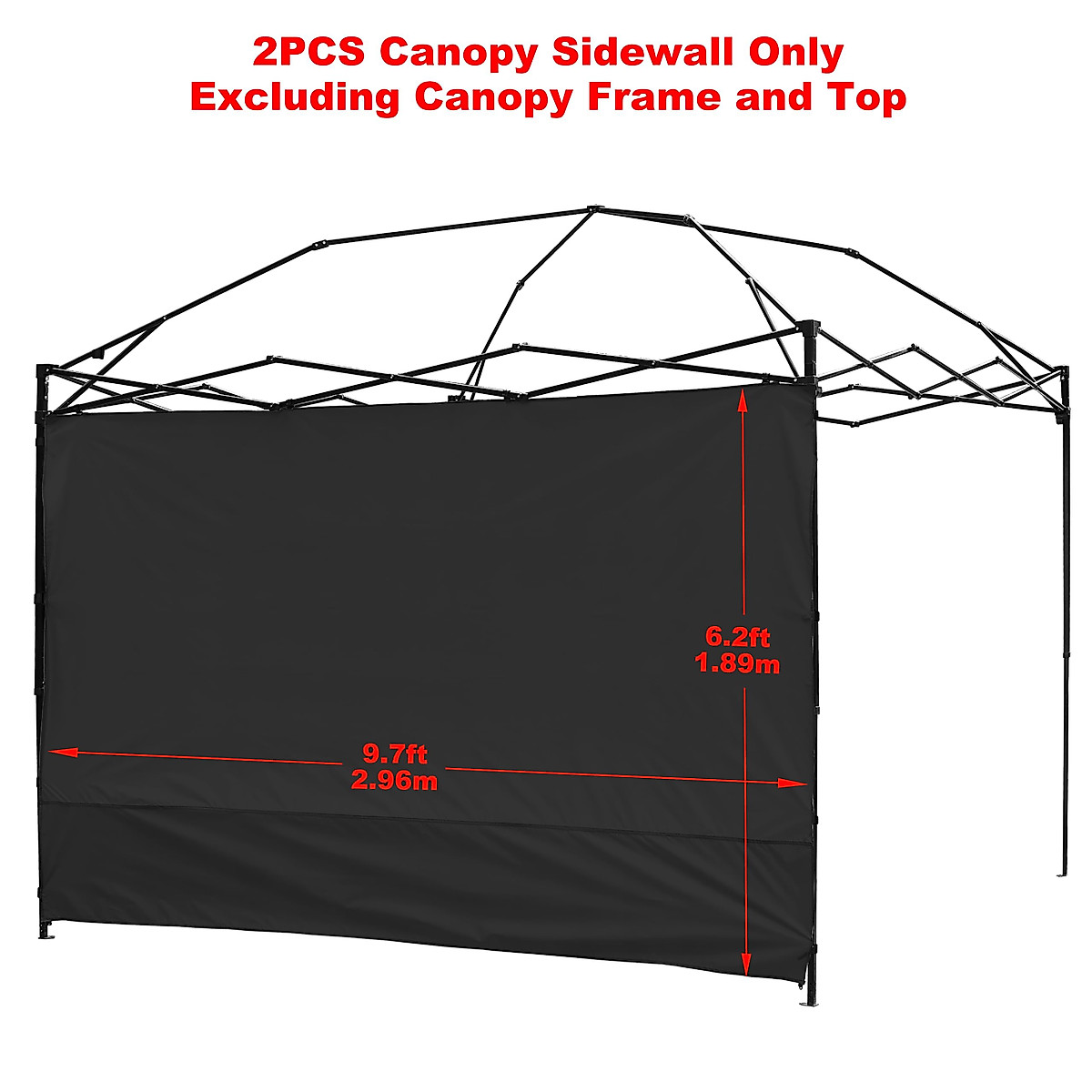 Canopy Sunwall, Instant Tent SideWalls for 10x10 FT Pop Up Canopy, 210D Polyester Waterprooft, 2 Pack Sidewalls Only,Black