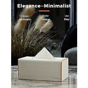 Cloudever Tissue Box Holder Cover Rectangular, Modern PU Leather Decorative Tissue Holders Organizer-Ivory