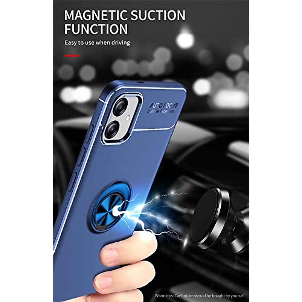 Asuwish Phone Case for Samsung Galaxy A04 with Tempered Glass Screen Protector Cover and Cell Accessories Kickstand Stand Magnetic Ring Holder Protective Soft TPU Silicone Ao4 A 04 4G Women Men Blue
