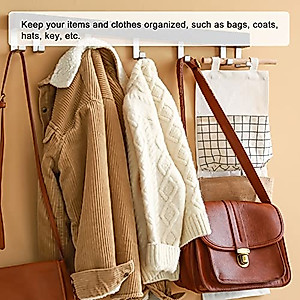 uxcell Wall Hooks Racks, No Drilling Wall Mounted Hook Rail Wall Hangers with 6 Hooks for Hanging Bedroom Bathroom Black 2Pcs