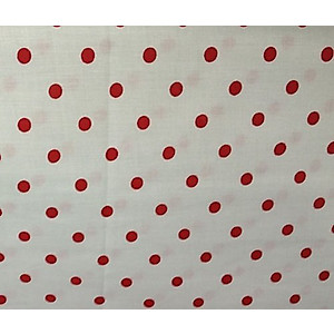 Small Polka Dot Poly Cotton Red Dots on White 58 Inch Fabric By the Yard (F.E.
