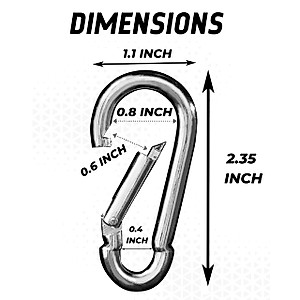 5 Pack - Multipurpose Heavy Duty Carabiner - Snap Hooks - Small Carabiner Clip - Large Carabiner Clip - Clips for Keys - Carribeaner Hook (2.35 Inch)
