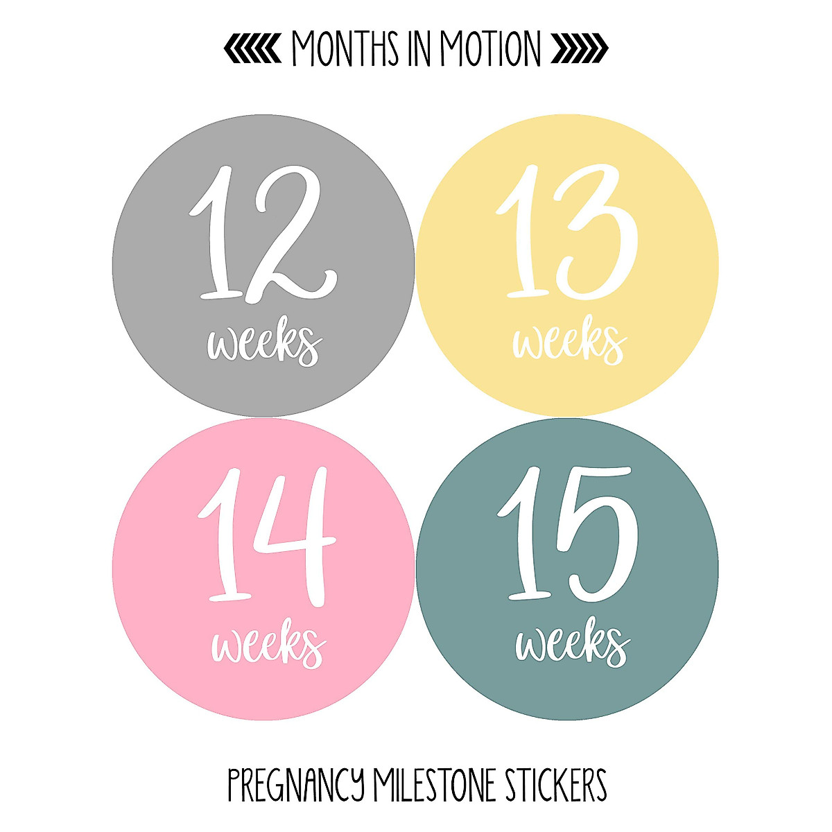 Months In Motion Pregnancy Weekly Belly Growth Stickers, 36 pcs - Purple Pink, Matte Finish, Cloth Surface, for Maternity Photo Sessions & Keepsakes