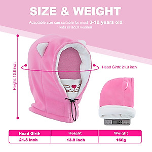 Vorshape Kids Balaclava Ski Mask, Cold Weather Fleece Face Mask with Hood, Windproof Outdoor Winter Hat for Boys & Girls