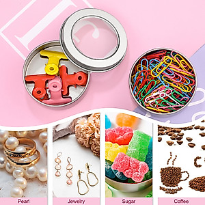 TecUnite 2 Ounce Metal Tin Cans Round Empty Container Salve Tins with Clear Lid for Kitchen, Office, Candles, Candies(12 Pack)