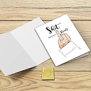 GYYsweetus Funny Engagement Card for Friends, It Just Got Real, Wedding Party Bridal Shower Card for Couple (White)
