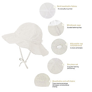 Zando Baby Girl Sun Hat Infant Wide Brim Hats Baby Boy Beach Hat UPF 50+ Toddler Caps for Boys Girls Baby Bucket Hat Beige 6-12 Months