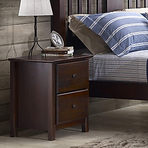 Grain Wood Furniture Shaker 2-Drawer Bedside Nightstand, Solid Wood with Cherry Finish