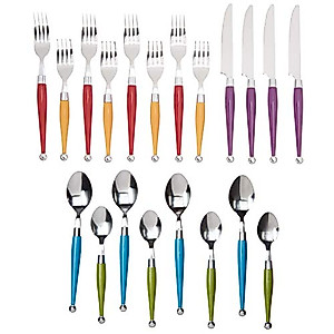 Gibson Art Deco Green Blue Red Yellow 20 Piece Flatware Silverware Set