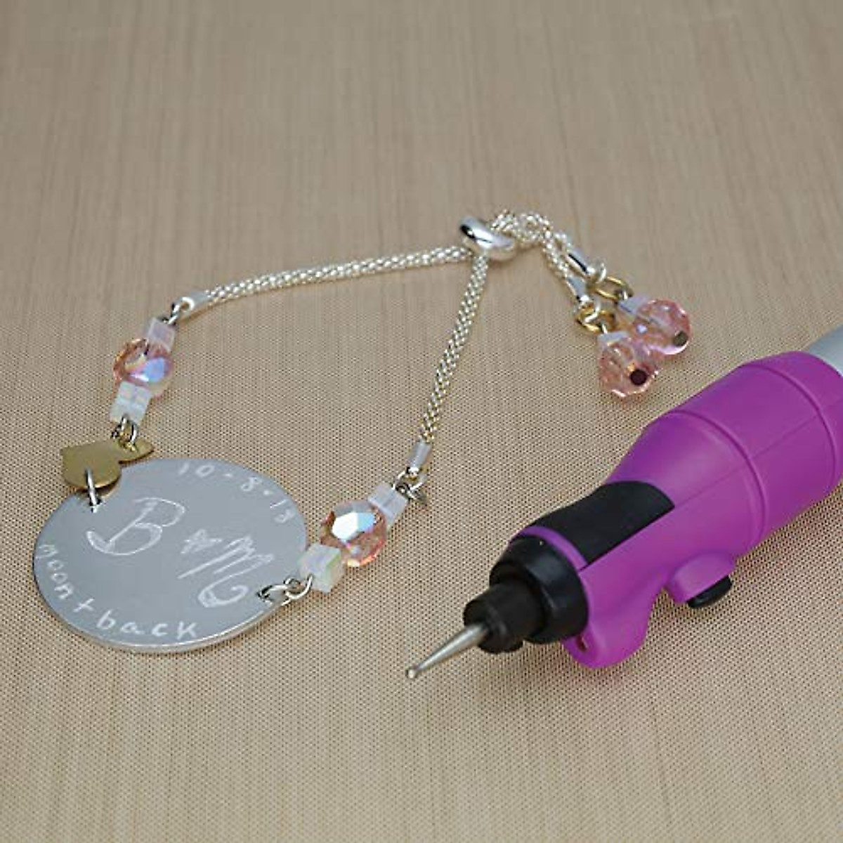 The Beadsmith Micro Engraver w/Spotlight, 6.25", Battery Operated (2xAAA), 2 Round Diamond-Tip Bits and Hex Key, Engraver, Polisher, Sander- for Metal Engraving, Wood Carving, and Jewelry Polishing