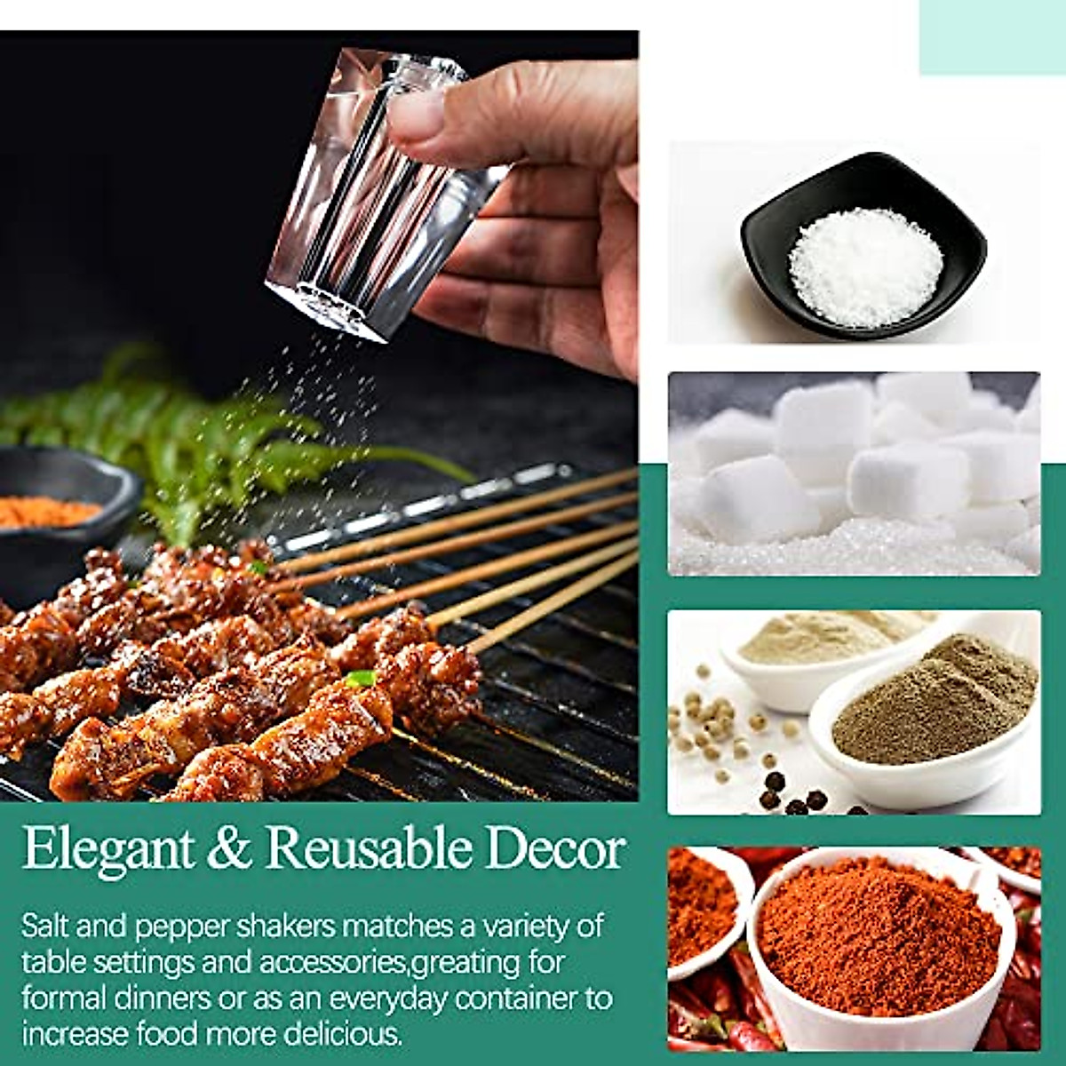 Set 2 Mini Crystal Salt & Pepper Shakers Set,Modern Art Glass Kitchenware Ornaments,Essential Dining Table Refillable Tool Creative Housewarming Gift