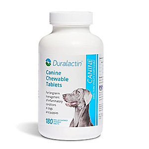 PRN Pharmacal Duralactin Canine Chewable Tablets - Joint Health Supplement for Dogs and Puppies Supports Reduced Inflammation - Vanilla-Flavored Tablets Containing Dried Milk Protein - 180 Canine Chews