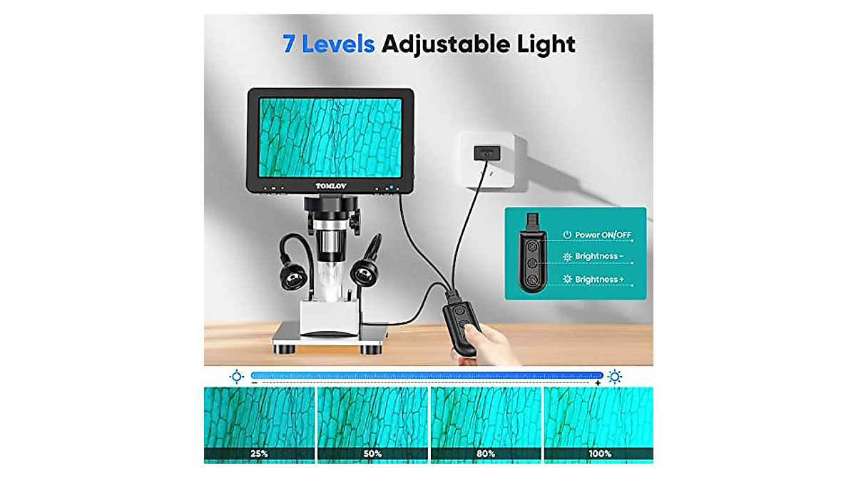 TOMLOV Universal Microscope Bottom Light & LED Slides Kit