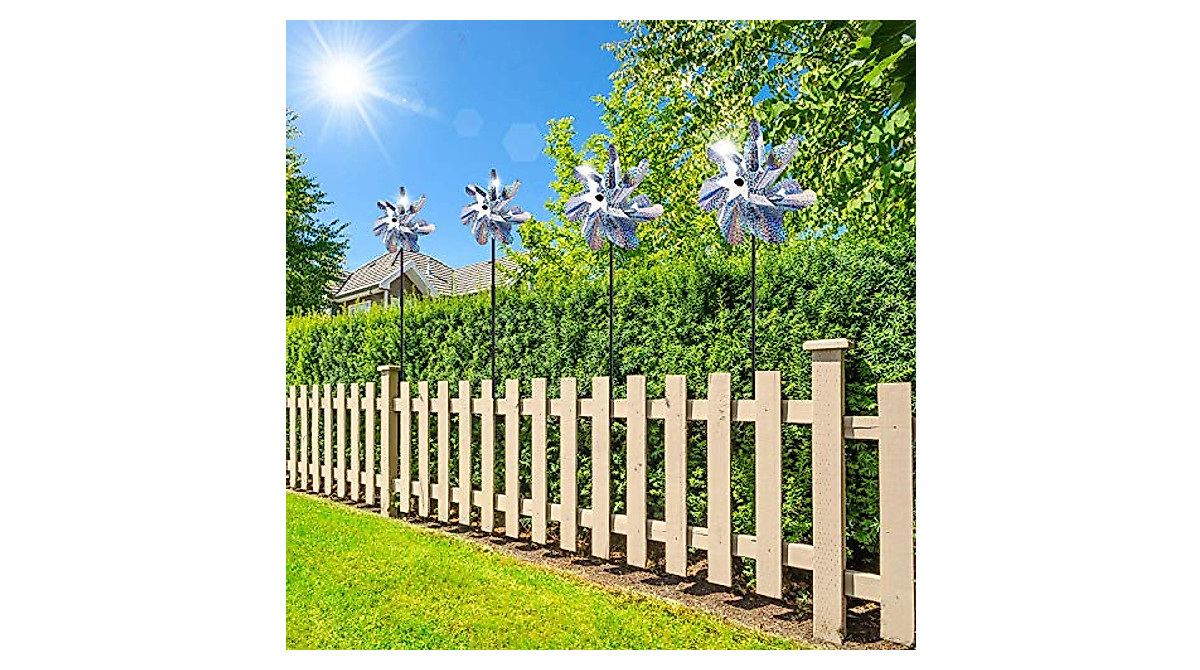 Ohuhu Reflective Pinwheels with Stakes, 10-Pack Extra Sparkly Wind ...