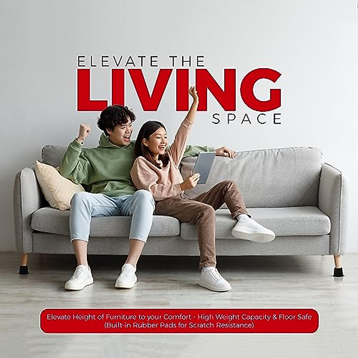 Utopia Bedding Bed Risers 3 Inch - 8 Pack - Round Furniture Risers with Top Anti-Slip Foam with Metal Plate & Bottom Rubber Pads - Bed Risers Heavy Duty for Sofa, Couch & Chair Lifts (Black)