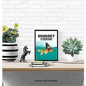Motivational Wall Art Posters for Home, Office - Mindset is Everything - LARGE 11X14 - Inspirational Gifts for Men, Students - Entrepreneur Wall Art Decor - Uplifting Self-Improvement Positive Quotes