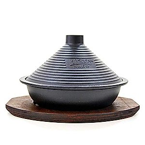 Tagine Cast Iron Cooker Pot with Anti-scalding Board, Tagine Clay Casserole Slow Cooker Non-Porous Cone Lid, for Different Cooking Styles and Temperature Settings Oven / 28cm