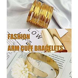 BOMAIL 6 Pieces Arm Cuff Upper Arm Band Cuff Bracelet Minimalist Simple Swirl Open Wide Wire Bracelets for Women Adjustable Arm Bangle Bracelets Set