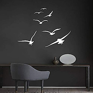 Flying Birds Wall Decals, Birds Vinyl Decals, Dorm Decals, Nursery Wall Decals, Office Decor, Modern Wall Decals for Kids Room Bedroom Living Room, Home Decor Wall Stickers Y20 (White)