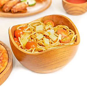 Rainforest Bowls Set of 2 6.5" Wavy Javanese Teak Wood Bowls- Perfect for Daily Use, Hot & Cold Friendly, Ultra-Durable- Exclusive Luxury Custom Design Handcrafted by Indonesian Artisans