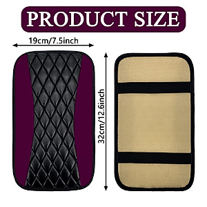 tobenbone Car Center Console Pad, Leather Waterproof Armrest Seat Box Cover Pad Protector, Comfortable Car Interior Accessories for Most Cars, Trucks, SUVs (Purple)